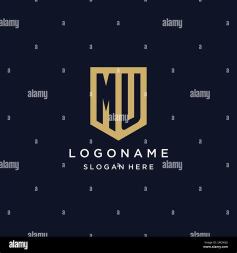 Mu Monogram Initials Logo Design With Shield Icon Template Stock Vector Image And Art Alamy