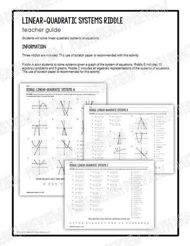 Systems Of Linear Equations Riddle Answers Tessshebaylo