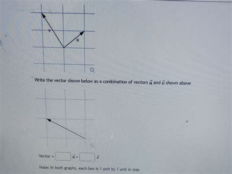 write the vector shown below as a combination of vectors u and