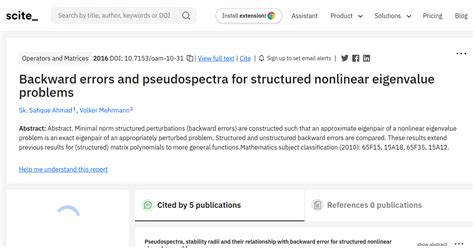 Citation Report Backward Errors And Pseudospectra For Structured