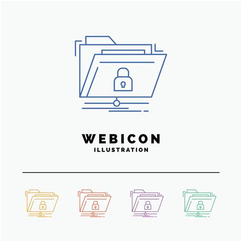encryption files folder network secure 5 color line web icon