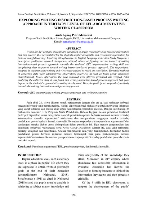 Pdf Exploring Writing Instruction Based Process Writing Approach In