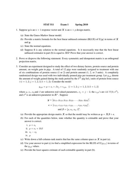 Stat 511 Exam 1 Spring 2010
