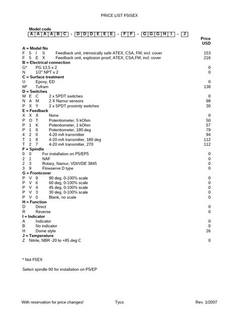 Tyco F5isex Pricing Pdf Electrical Equipment Electrical Components