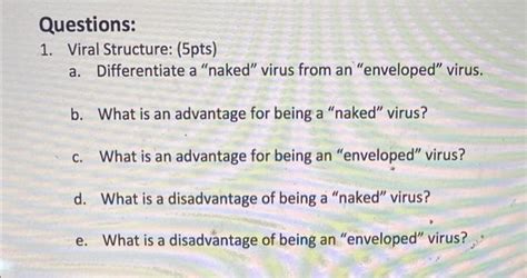 Solved Questions Viral Structure Pts A Chegg