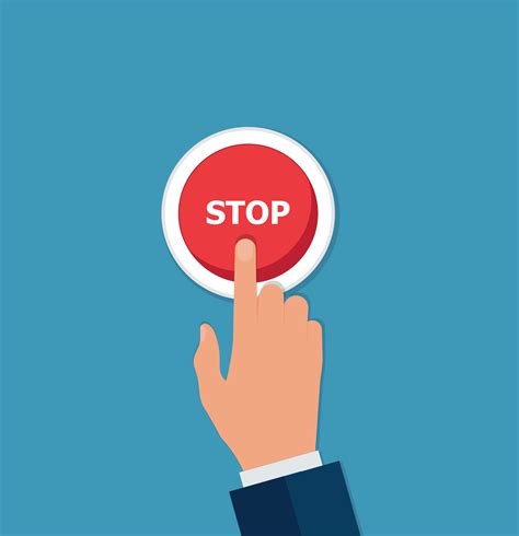 Businessman Hand Pressing Stop Button Just Get Stop Concept 28270579