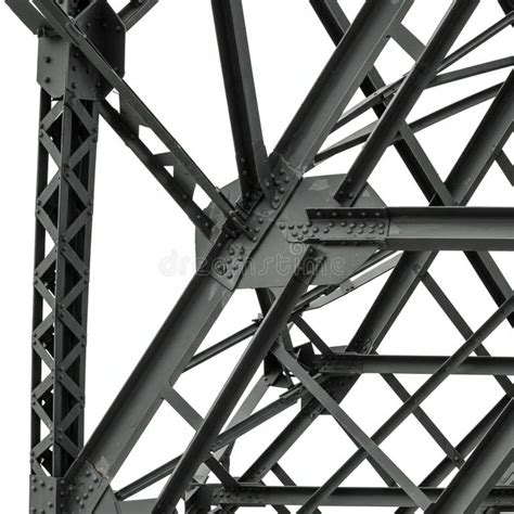 Close Up Of An Industrial Metal Truss Structure Showcasing Intersecting Beams And Stock