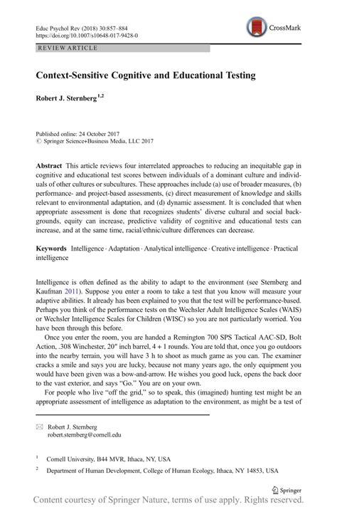 Context Sensitive Cognitive And Educational Testing