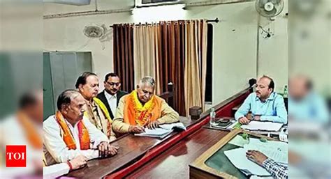 Devendra Singh Bhole Bjps Akbapur Mp Bhole Files Nomination Kanpur News Times Of India