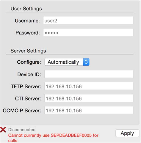 Error Trying To Connect To Desk Phone In Jabber Desktop Client Mac