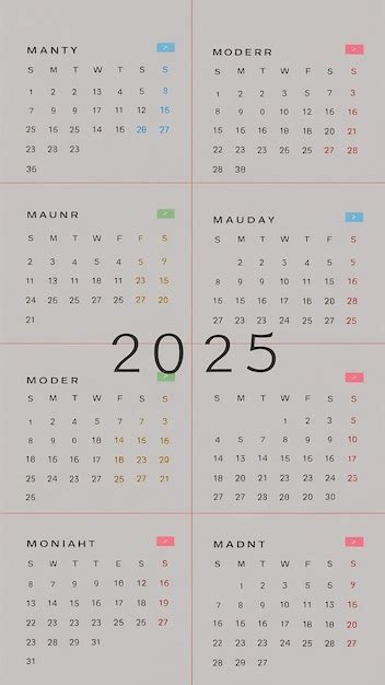 2025 년 세련된 캘린더 터 디자인 휴일 이벤트 플래너 프리미엄 Ai 생성 이미지