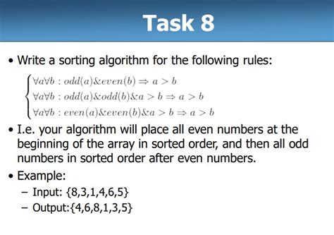 Solved Task Write A Sorting Algorithm For The Following Chegg