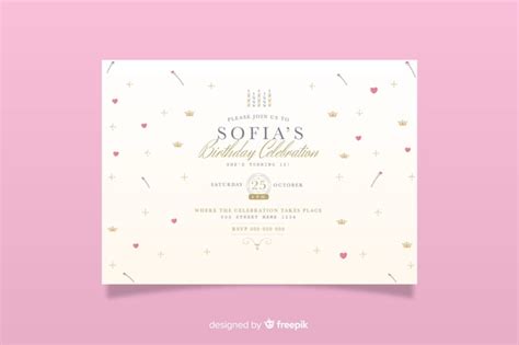 손으로 그린 생일 초대장 서식 파일 무료 벡터