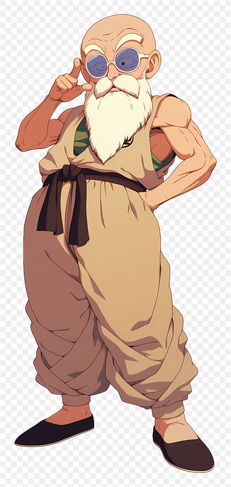 Master Roshi Cartoon Bald Character With Sunglasses Png 1988x4196px