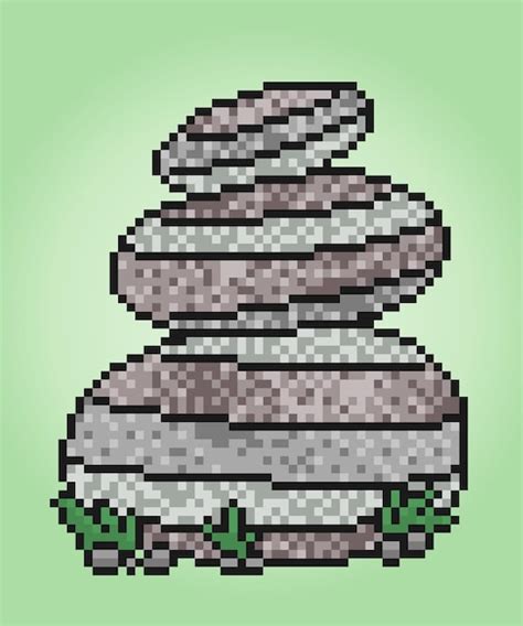 premium vector 8 bit pixel stone stack in vertical view for game