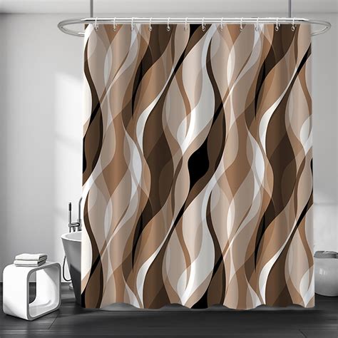 Ruelvth Brown Shower Curtain Modern Abstract Grey And