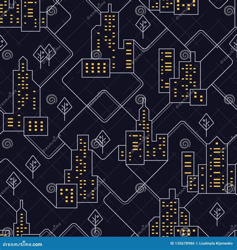 Abstract Urban Seamless Pattern Landscape With City Blocks Vector