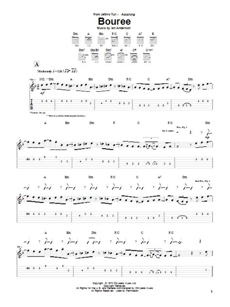 Bouree By Jethro Tull Guitar Tab Guitar Instructor