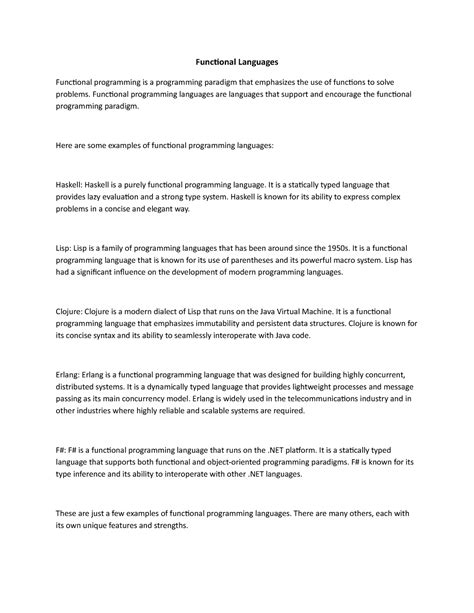functional languages functional languages functional programming is a