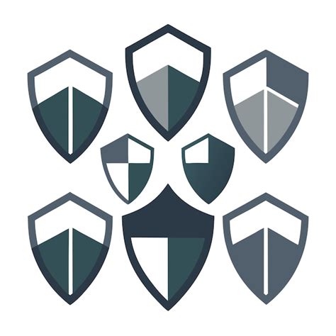 A Collection Of Different Shields With A Gray And Black Design