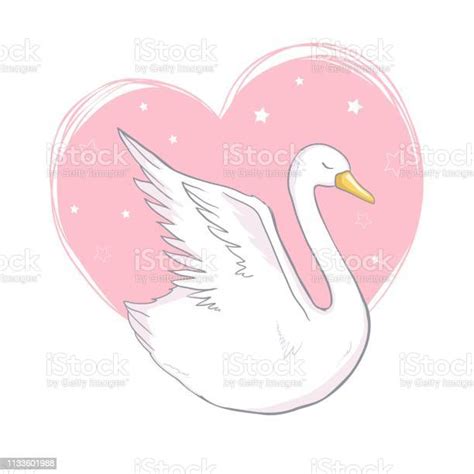 분홍색 배경 벡터 일러스트 레이 션에 귀여운 사랑 스러운 공주 백조 0명에 대한 스톡 벡터 아트 및 기타 이미지 0명 T