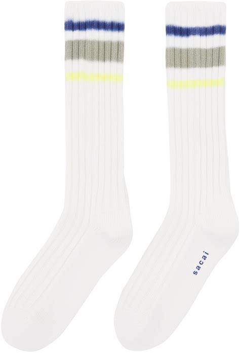 Sacai White Striped Socks Sacai