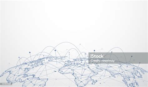 글로벌 네트워크 연결입니다 세계 지도 포인트와 라인 구성의 개념은 글로벌 비즈니스 벡터 일러스트 레이 션 글로벌 커뮤니케이션에 대한 스톡 벡터 아트 및 기타 이미지 Istock