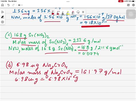 Solved Calculate The Number Of Moles Of Each Compound In The Following