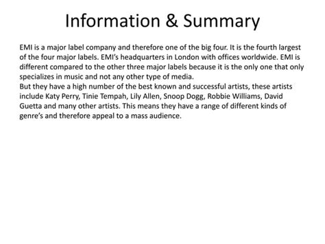Major Label Presentation Ppt