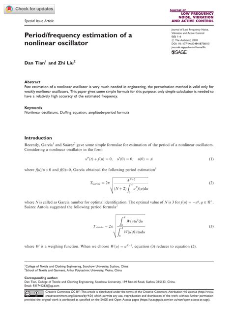 Pdf Periodfrequency Estimation Of A Nonlinear Oscillator