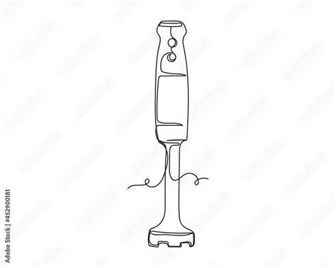 Continuous One Line Drawing Of Hand Blender Icon In Silhouette On A