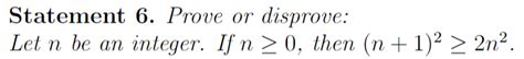 solved statement 6 prove or disprove let n be an integer