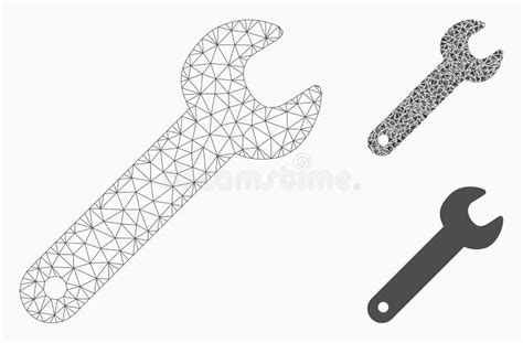 Spanner Vector Mesh 2d Model And Triangle Mosaic Icon Stock Vector Illustration Of Network