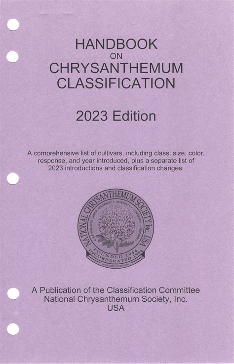 Classification Handbook National Chrysanthemum Society
