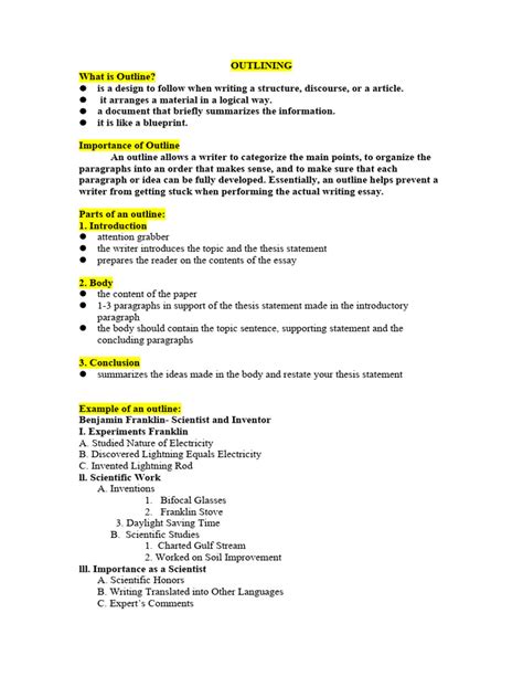 Outlining Pdf Paragraph Writing