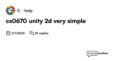 Cs0670 Unity 2d Very Simple C