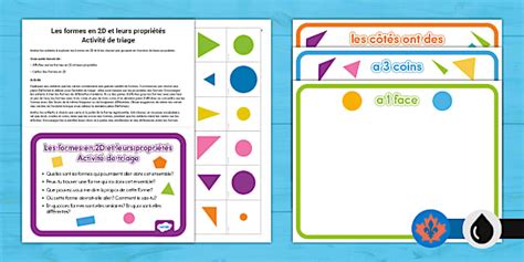 2d Shape And Their Properties Sorting Activity French