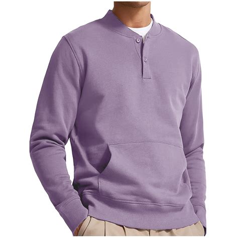 Zcfzjw Mens Henley Pullover Sweatshirts Casual Fall Winter Thermal Long