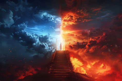 Heaven Paradise And Fiery Hell Gates Choice Door To Heaven And Hell
