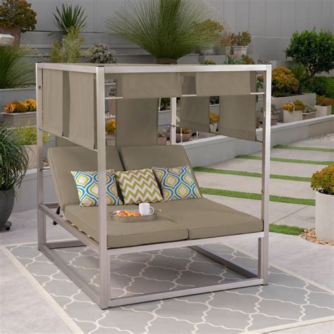 Outdoor Aluminum Daybed With Canopy Nh131503 Noble House Furniture