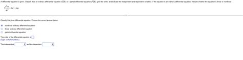 Solved A Differential Equation Is Given Classify It As An Chegg