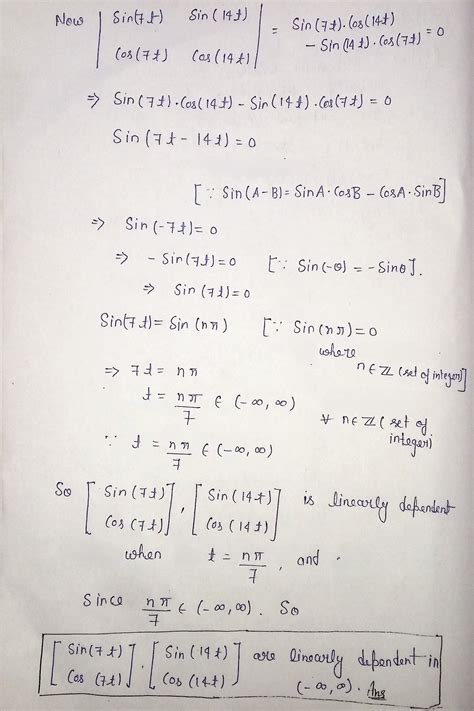 Solved Determine Whether The Given Vector Functions Are Linearly