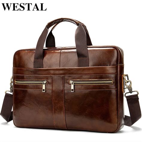 Westal Bag Erkekler Orijinal Deri Evrak Çantası Erkek Adam Dizüstü Çantası Doğal Deri Erkekler