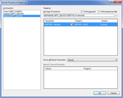 mapping cud operations to stored routines