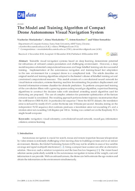 Pdf The Model And Training Algorithm Of Compact Drone Autonomous