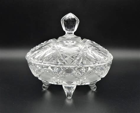 Vintage Footed Candy Dish 4 Toed Footed Candy Dish Footed Bowl Crystal Candy Dish With Lid Etsy