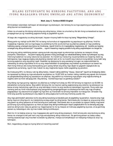 Mga Talumpati Tungkol Sa Edukasyon