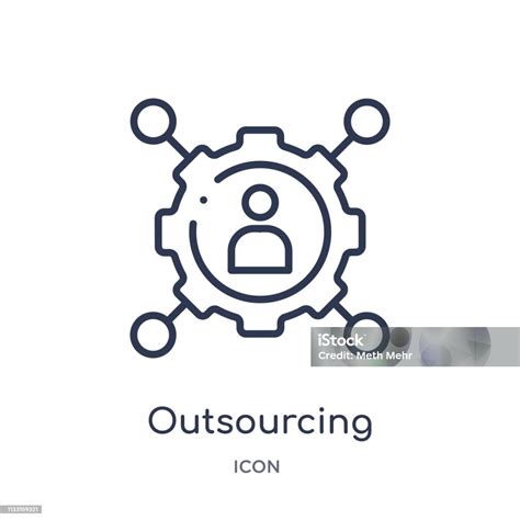 일반 개요 컬렉션에서 선형 아웃소싱 아이콘입니다 얇은 라인 아웃소싱 아이콘 흰색 배경에 고립입니다 유행 그림을 아웃소싱 아웃소싱에 대한 스톡 벡터 아트 및 기타 이미지