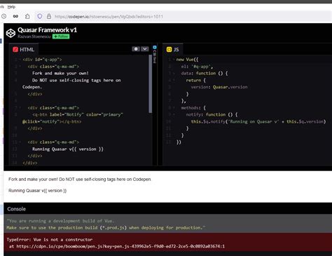 Bug Report Codepen Has Bugs · Issue 12409 · Quasarframeworkquasar