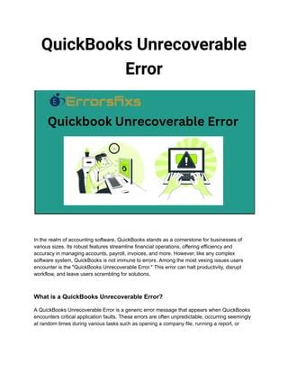 QuickBooks Unrecoverable Error PDF